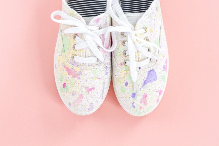 DIY Abstract Paint Splatter Shoes - Dream Green DIY