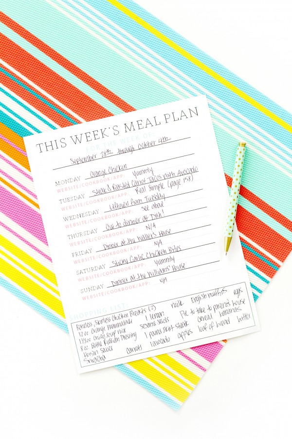 10-Minute Meal Plan Printable - Dream Green DIY