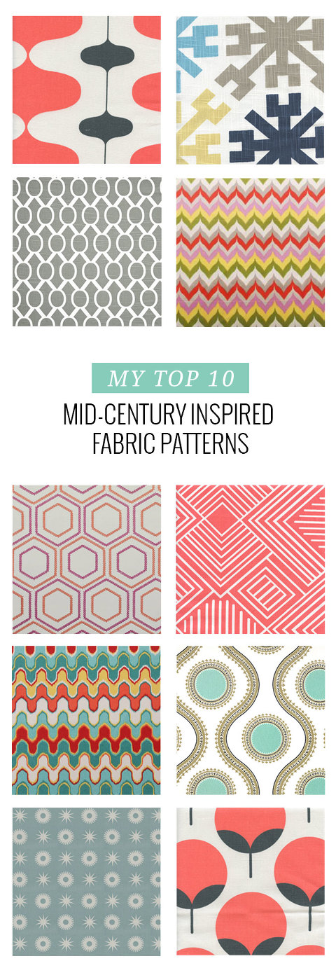 My Top 10 Mid-Century Inspired Fabric Patterns - Dream Green DIY