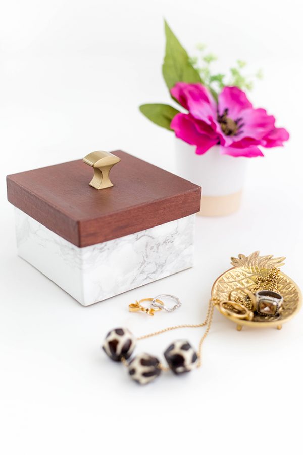 DIY Faux Wood And Marble Trinket Box - Dream Green DIY