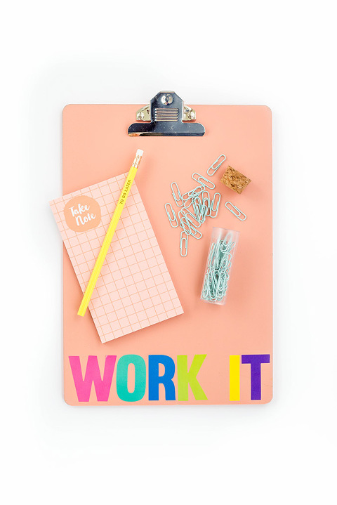 DIY 'Work It' Back-To-School Clipboard - Dream Green DIY