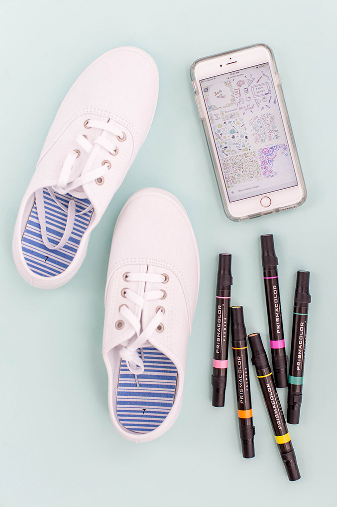 How To Make DIY Back-To-School Doodle Sneakers - Dream Green DIY