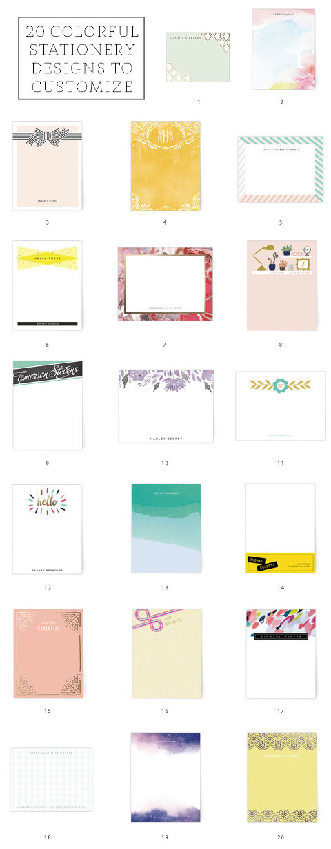20 Colorful Stationery Designs To Customize - Dream Green DIY