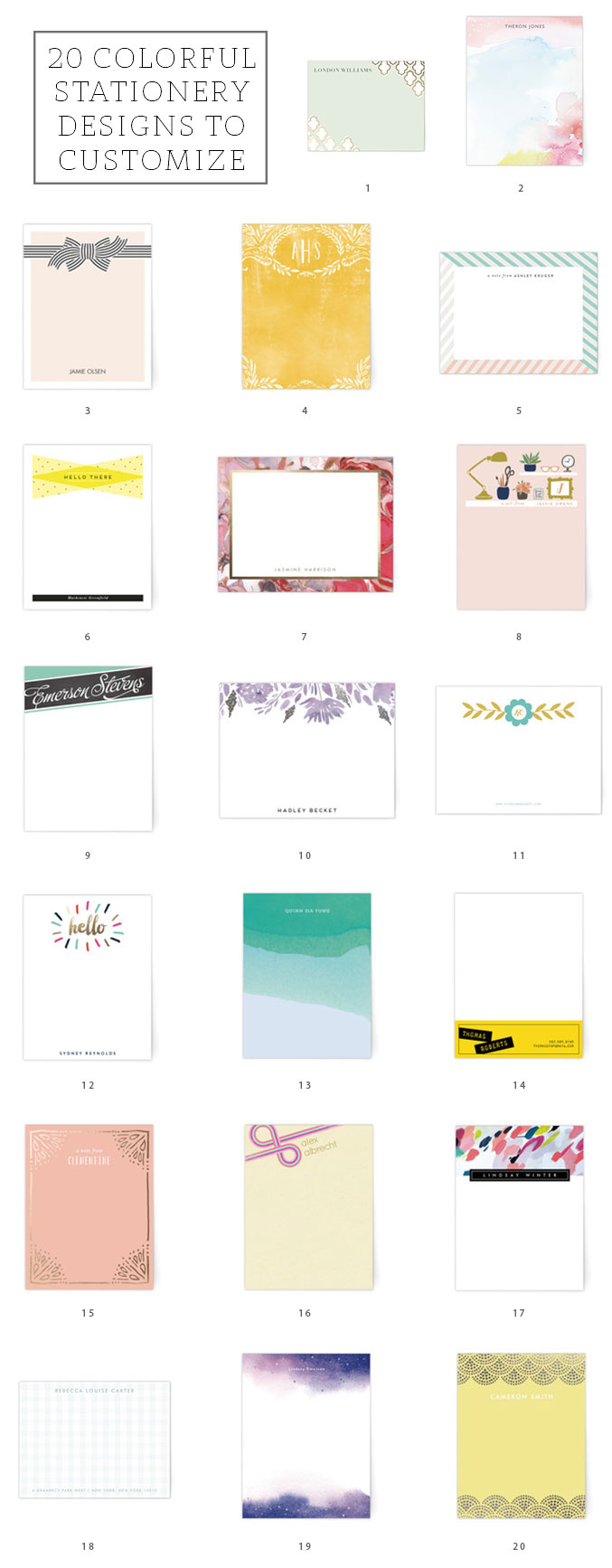 20 Colorful Stationery Designs To Customize - Dream Green DIY