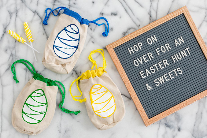 DIY Painted Easter Egg Hunt Canvas Bags - Dream Green DIY