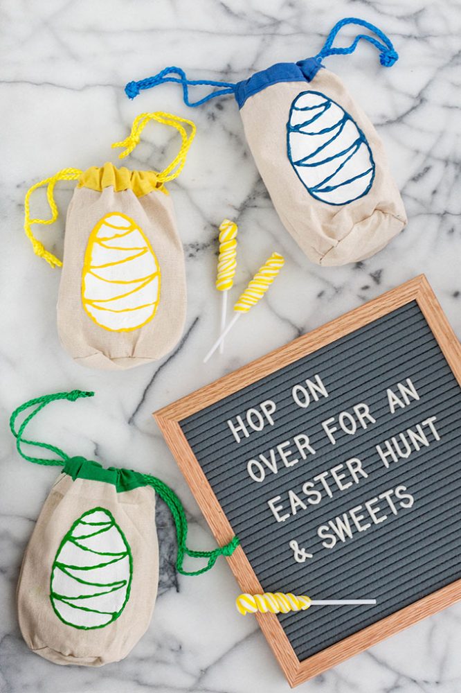 DIY Painted Easter Egg Hunt Canvas Bags - Dream Green DIY