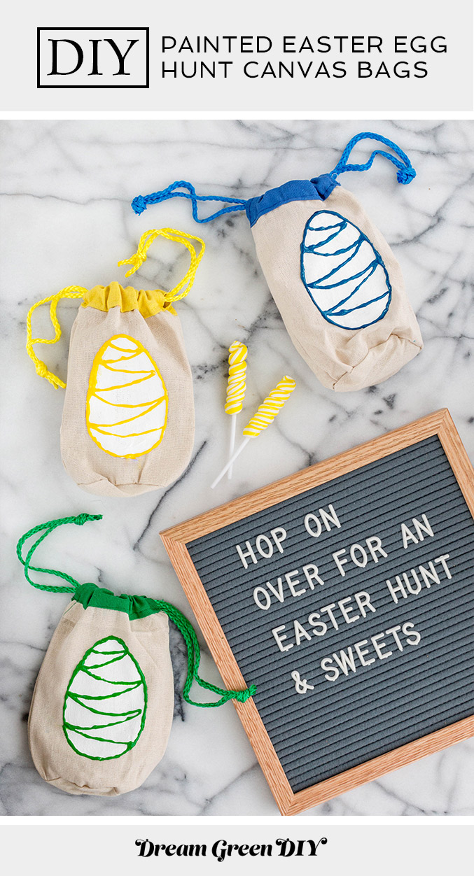 DIY Painted Easter Egg Hunt Canvas Bags - Dream Green DIY