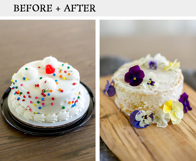 Make Over A Clearance Cake With Edible Flowers - Dream Green DIY