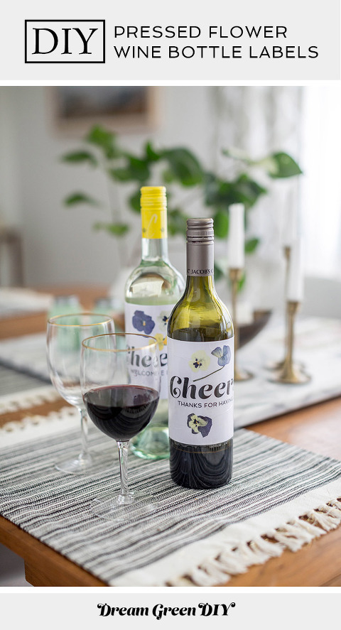 DIY Pressed Flower Wine Bottle Labels - Dream Green DIY