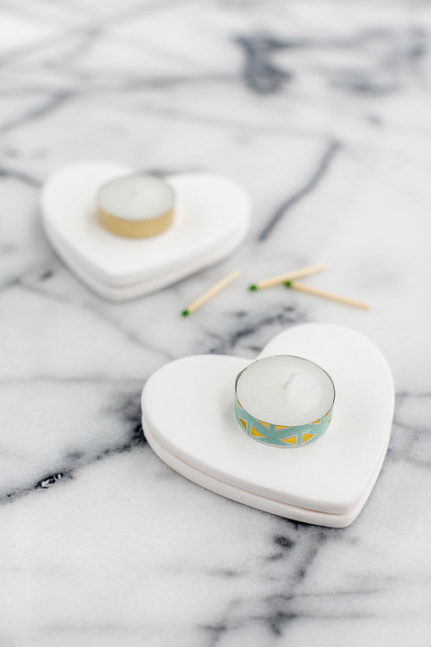 DIY Valentine's Day Heart Tile Candle Coasters - Dream Green DIY