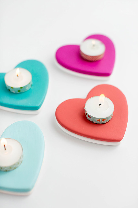 DIY Valentine's Day Heart Tile Candle Coasters - Dream Green DIY