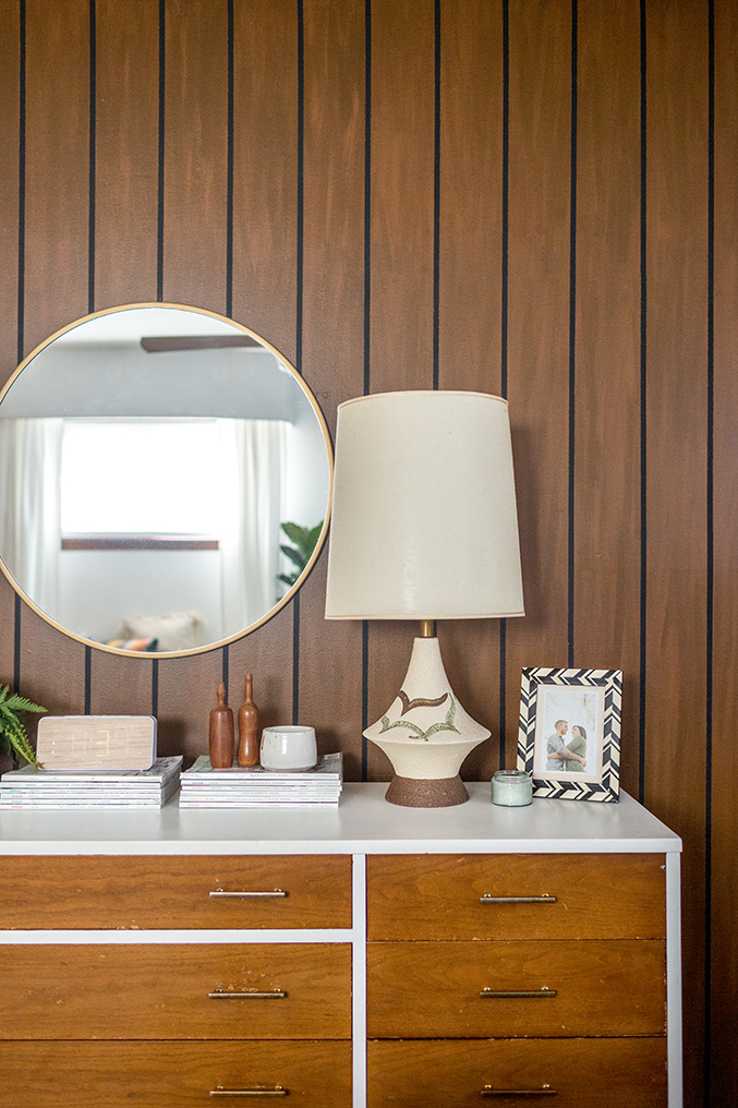 DIY Faux Mid-Century Paneling Using Paint - Dream Green DIY