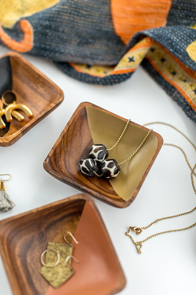 DIY Two Tone Painted Wood Jewelry Cups - Dream Green DIY