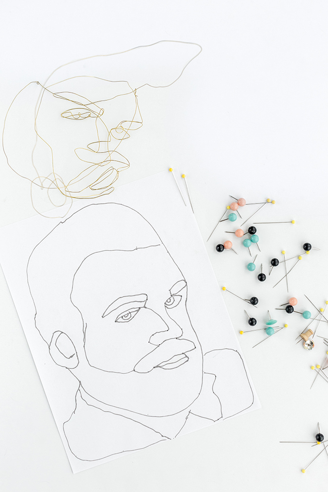 DIY Wire Portrait With Printable Template - Dream Green DIY