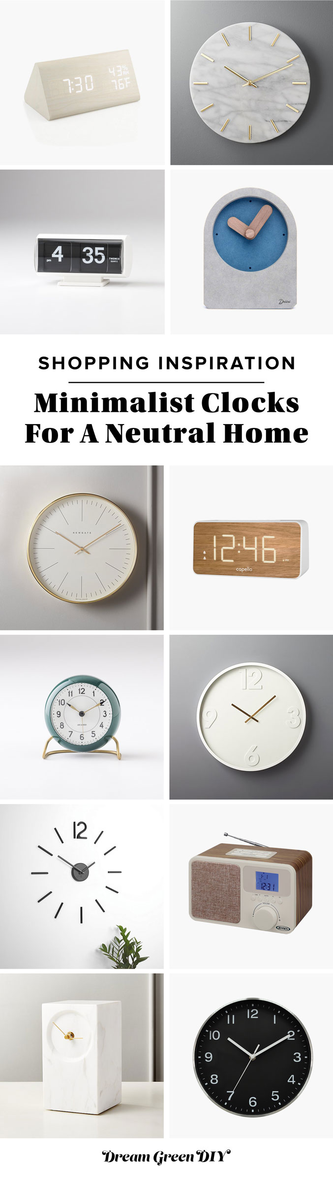 Minimalist Clocks For A Neutral Home - Dream Green DIY