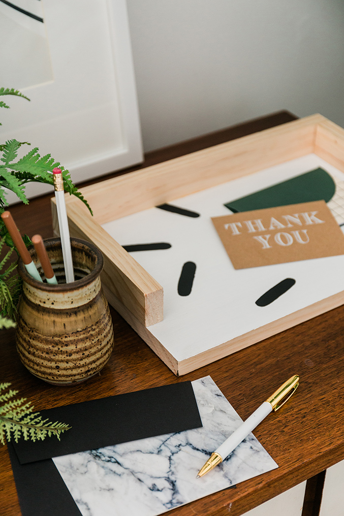 DIY Wooden Dashed Desktop Paper Tray - Dream Green DIY