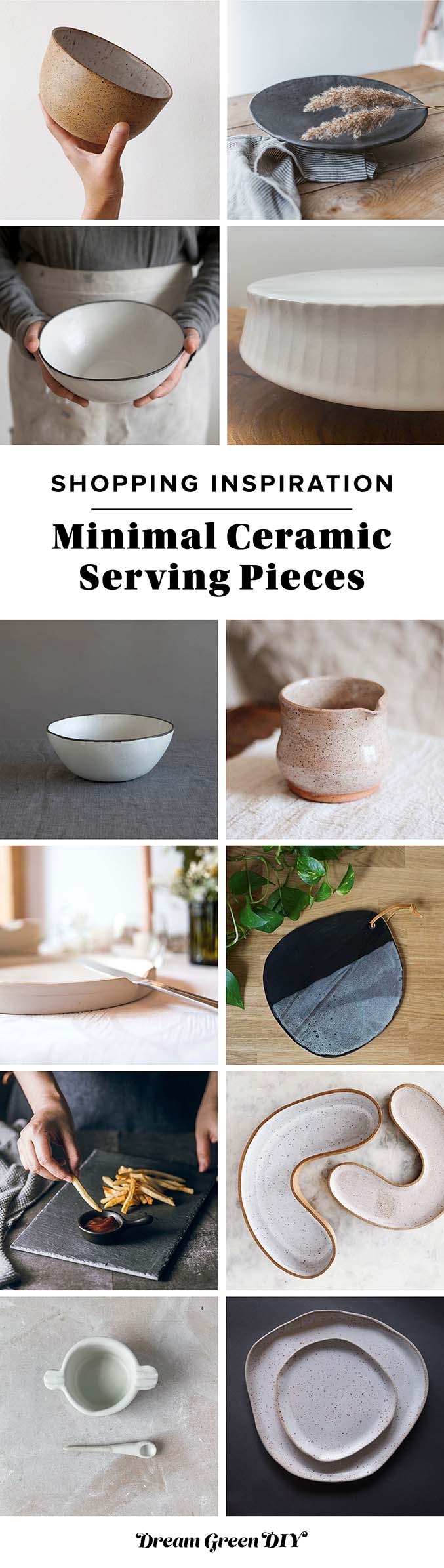 Modern Minimal Ceramic Serving Pieces - Dream Green DIY