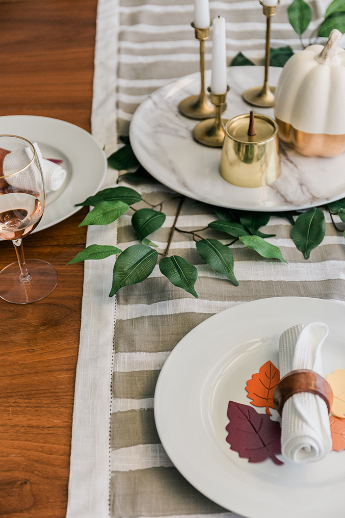 DIY Striped Thanksgiving Table Runner - Dream Green DIY