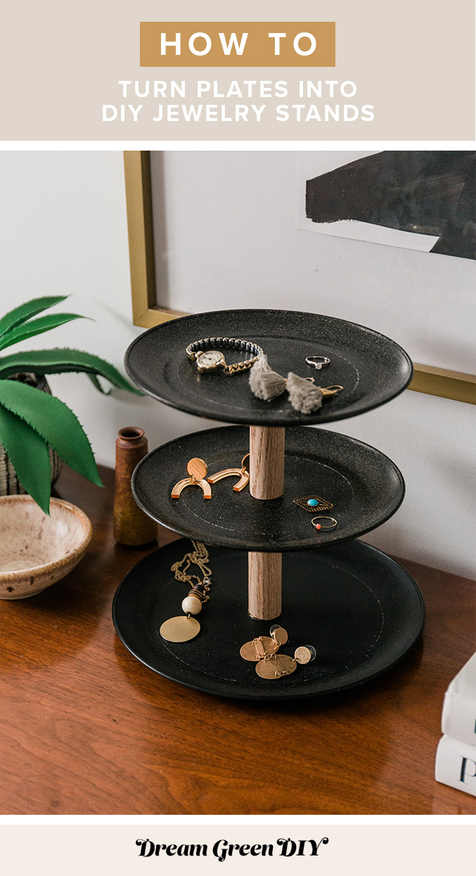 Turn Plates into DIY Jewelry Stands - Dream Green DIY