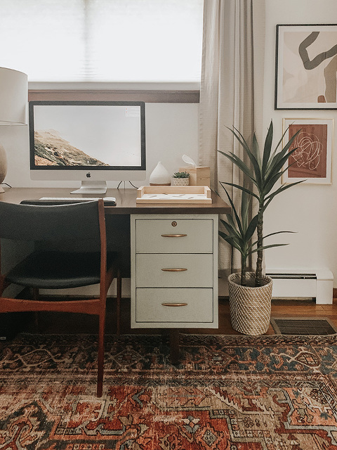 DIY Wallpapered Desk Makeover - Dream Green DIY