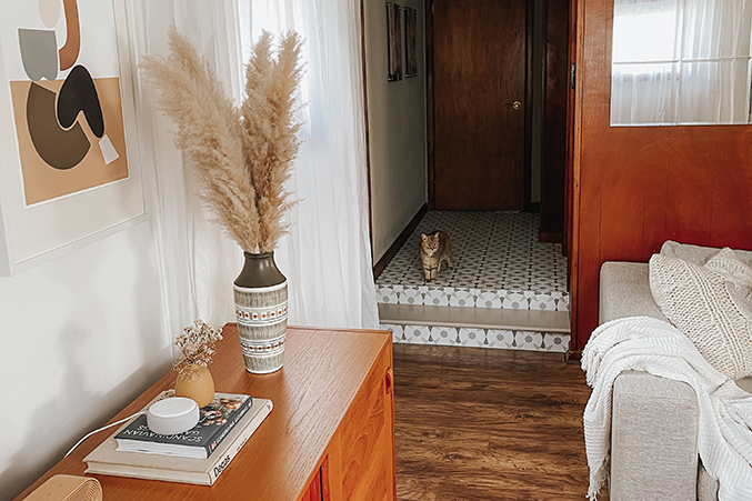 DIY Peel-And-Stick Tile Stairs Makeover - Dream Green DIY