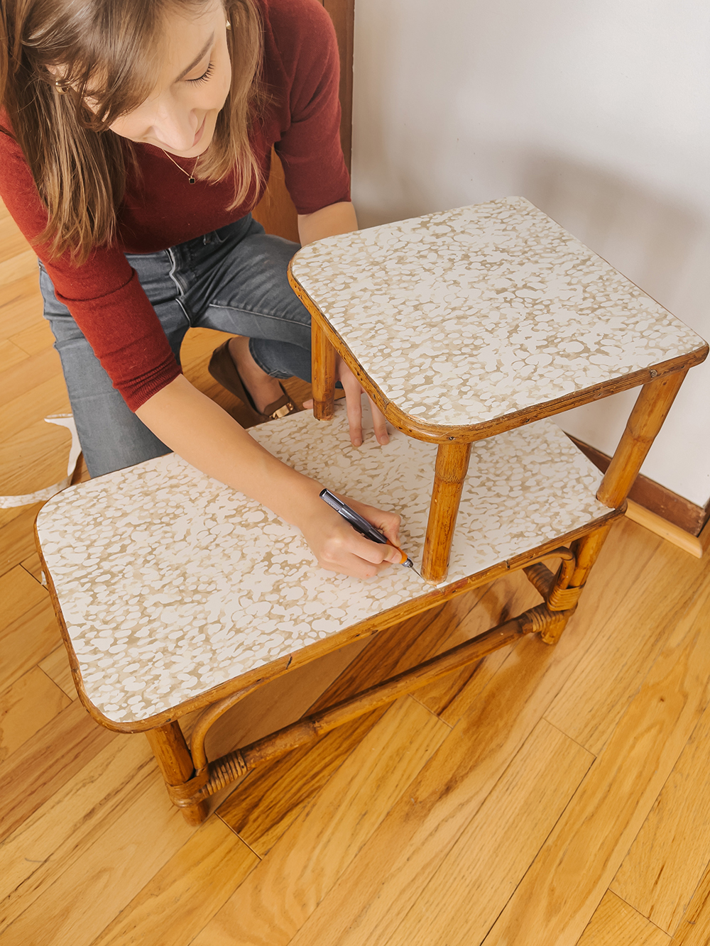 DIY Retro Wallpapered Side Table - Dream Green DIY