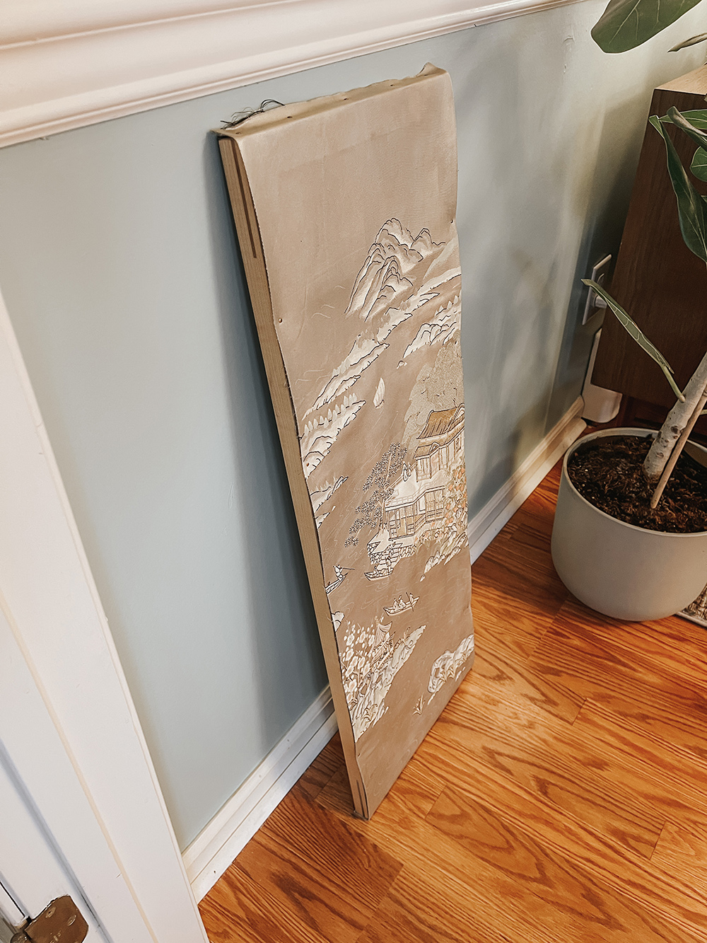 Custom Framing A Vintage Japanese Obi - Dream Green DIY