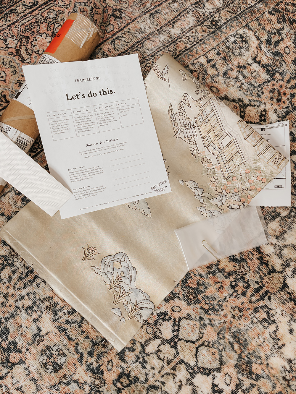 Custom Framing A Vintage Japanese Obi - Dream Green DIY