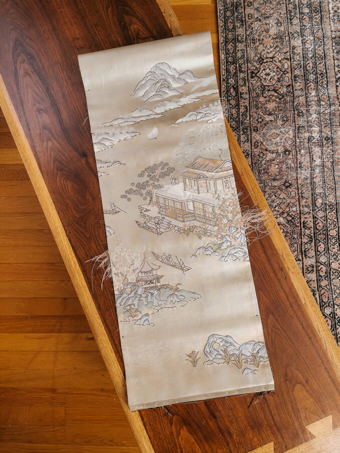 Custom Framing A Vintage Japanese Obi - Dream Green DIY