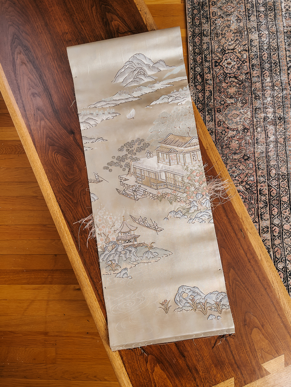 Custom Framing A Vintage Japanese Obi - Dream Green DIY