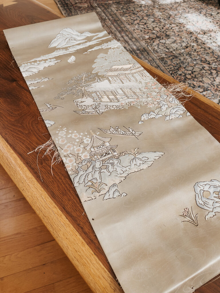 Custom Framing A Vintage Japanese Obi - Dream Green DIY