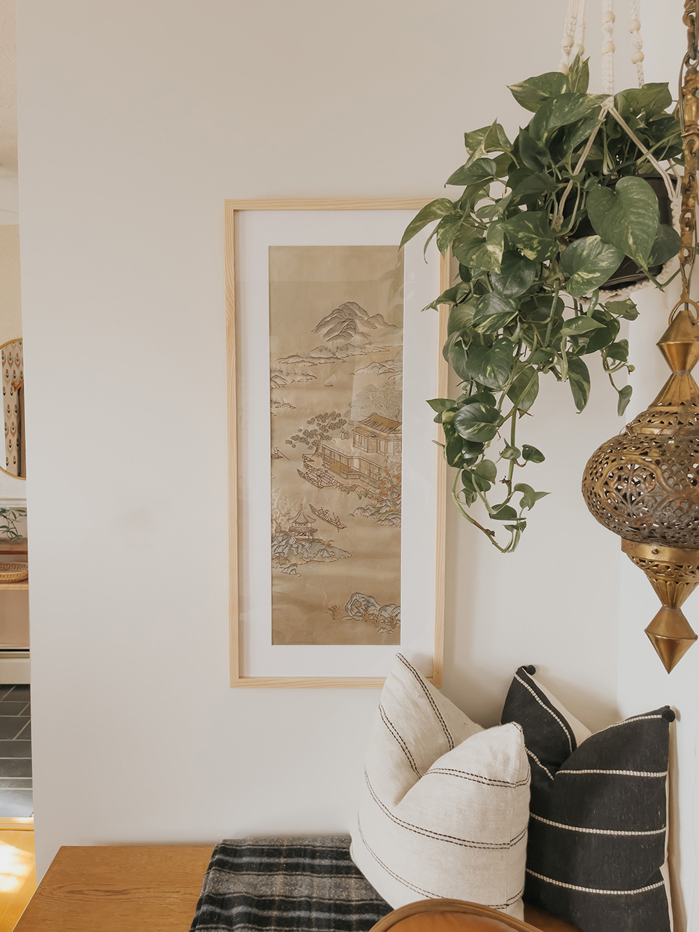 Custom Framing A Vintage Japanese Obi - Dream Green DIY