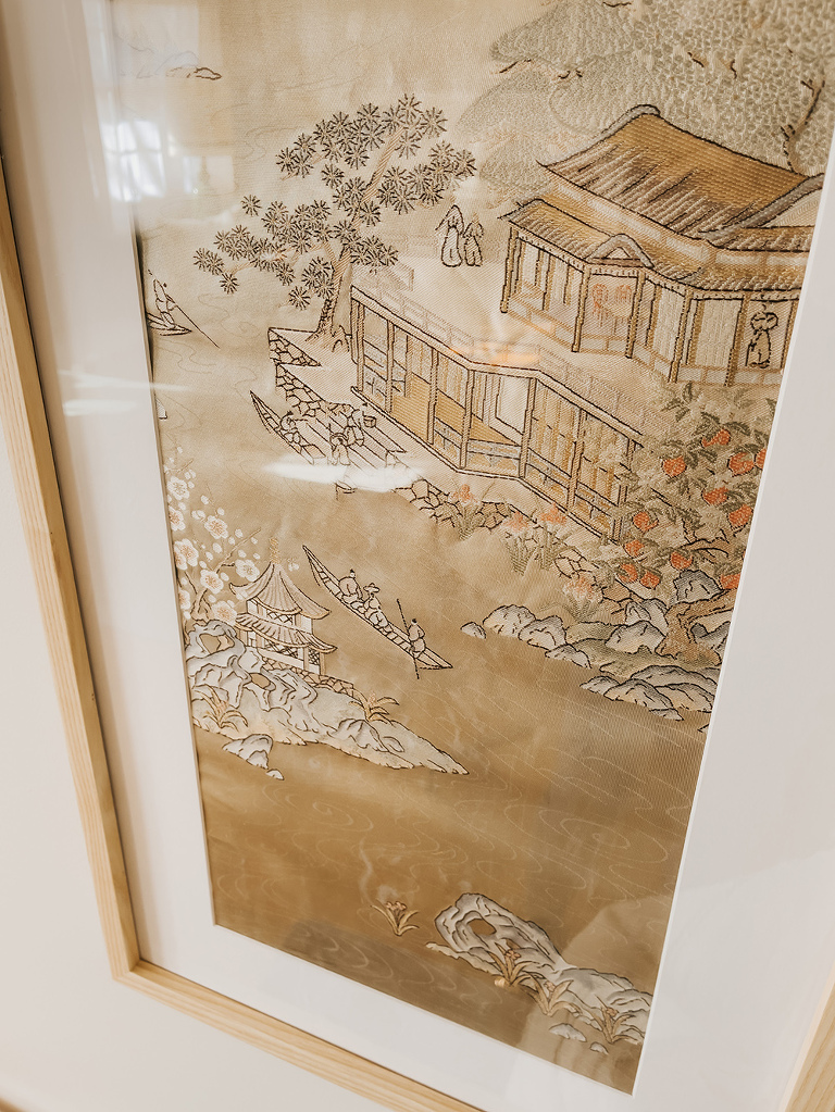 Custom Framing A Vintage Japanese Obi - Dream Green DIY