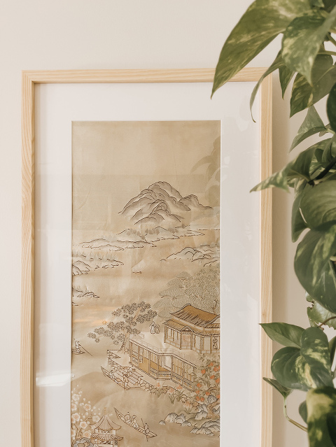 Custom Framing A Vintage Japanese Obi - Dream Green DIY