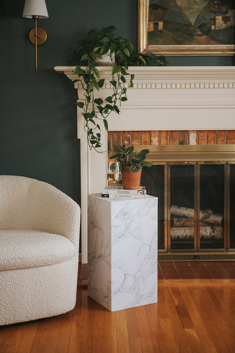 DIY Faux Marble Plinth Side Table - Dream Green DIY