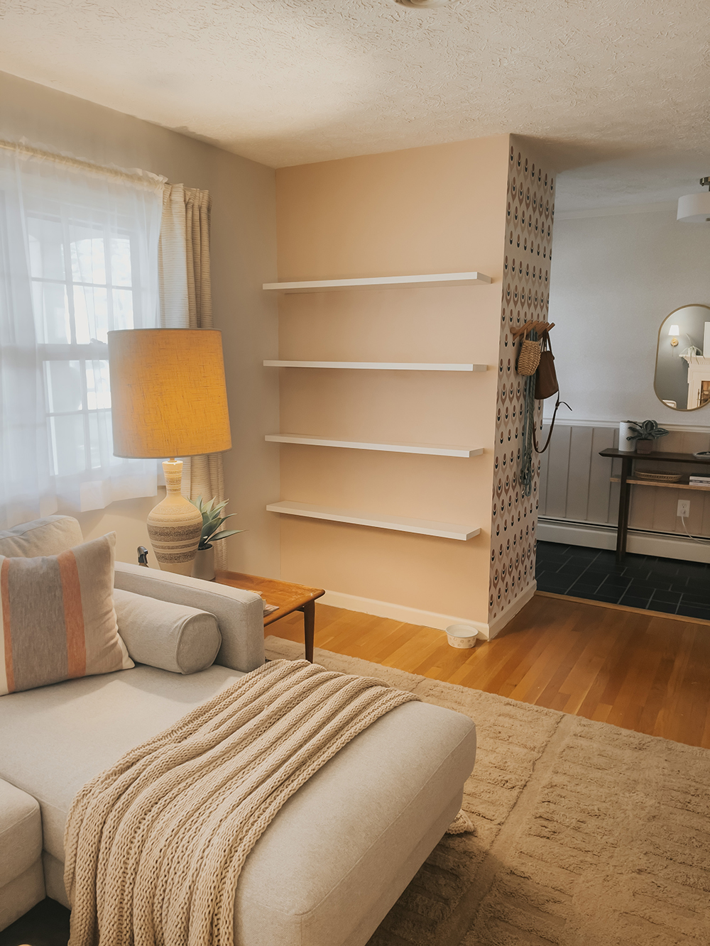 DIY Faux Built-In Floating Shelves - Dream Green DIY