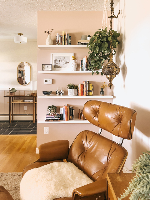 DIY Faux Built-In Floating Shelves - Dream Green DIY