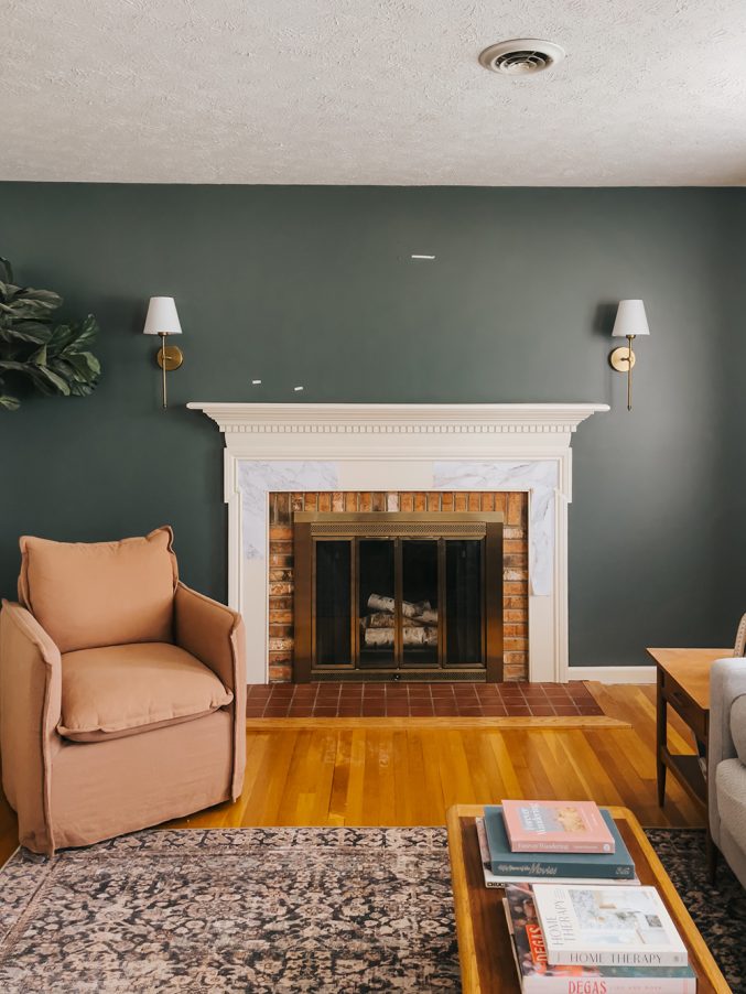Wallpaper And Paint Fireplace Makeover - Dream Green DIY