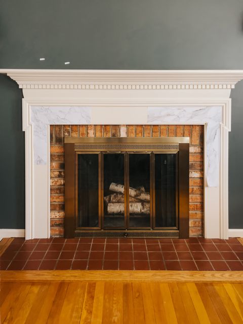 Wallpaper And Paint Fireplace Makeover - Dream Green DIY