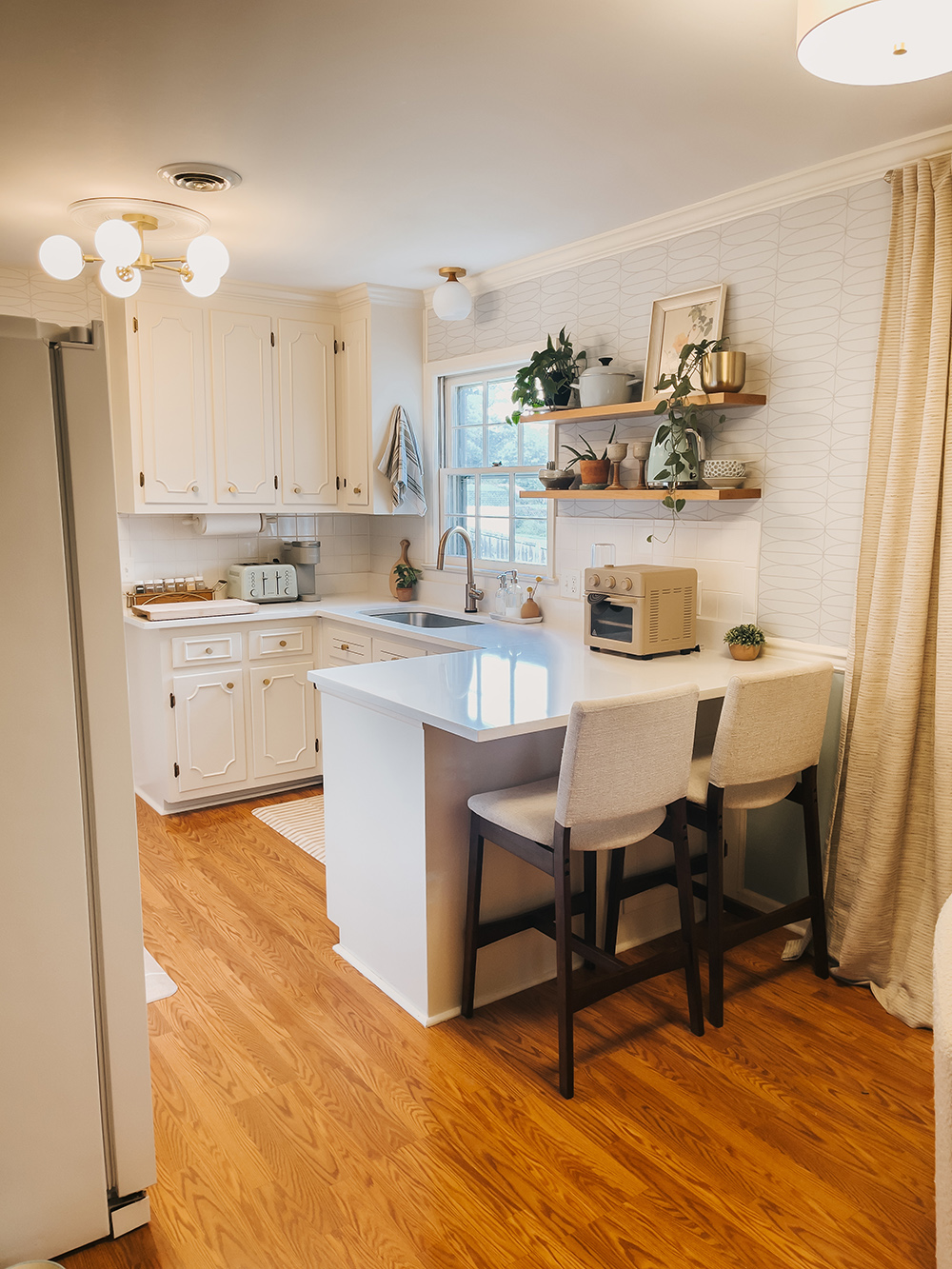DIY Kitchen Peninsula Wallpaper Upgrade - Dream Green DIY