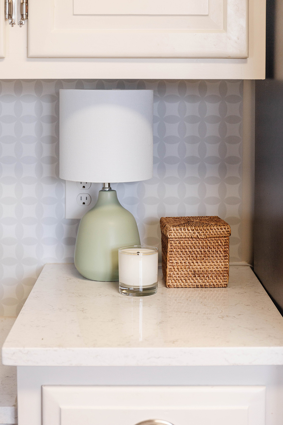 Faux Tile Wallpapered Backsplash Idea - Dream Green DIY