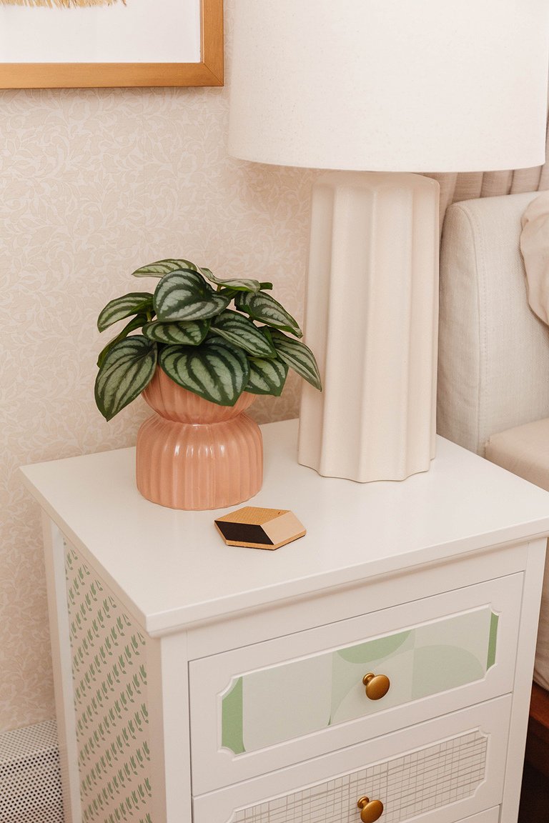 DIY Wallpapered Side Table Makeover - Dream Green DIY