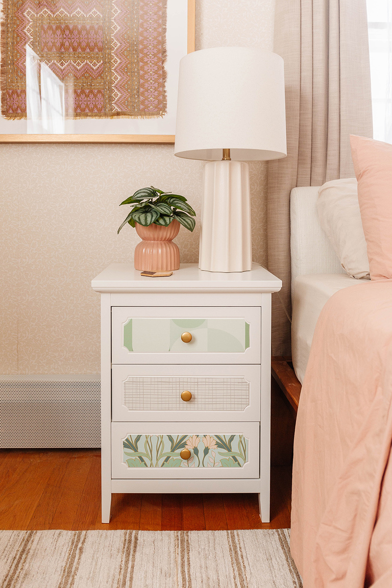 DIY Wallpapered Side Table Makeover - Dream Green DIY